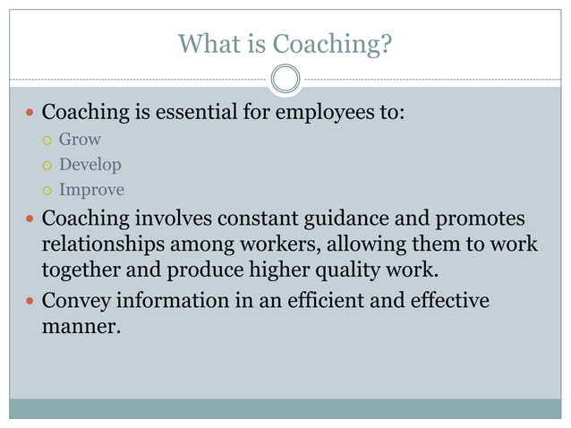 Coaching in the Workplace | PPTX | Careers