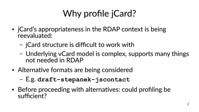 IETF105 Regext RDAP JCard Profile | PPT