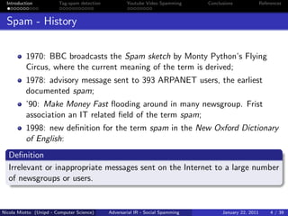 Adversarial ID - Social spam recognition | PPT