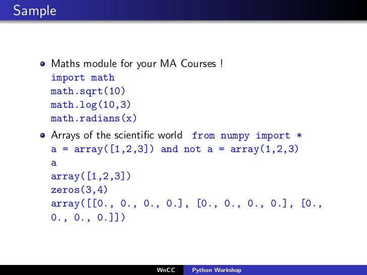 Python Workshop Python Workshop