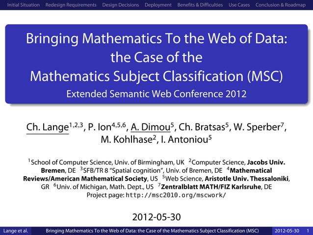 Bringing Mathematics To the Web of Data: the Case of the Mathematics ...