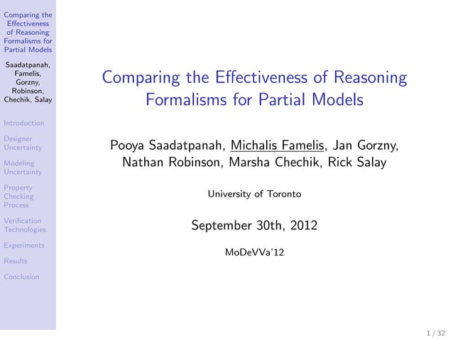Comparing the Effectiveness of Reasoning Formalisms for Partial Models ...