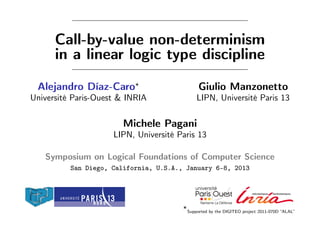 Call-by-value non-determinism in a linear logic type discipline | PDF