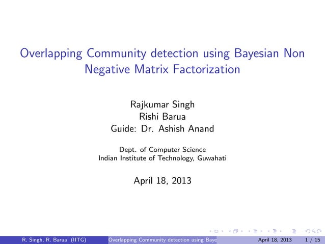 Overlapping Community Detection Using Bayesian Nmf Ppt