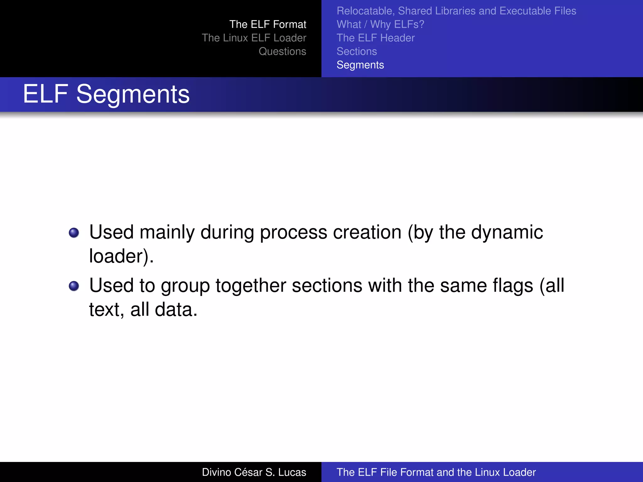 FISL XIV - The ELF File Format and the Linux Loader | PPT