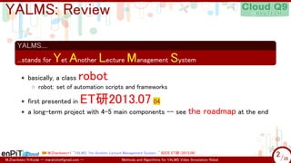 Methods and Algorithms for Automatic Slicing of Screen Capture Video using Slide PDFs | PPT