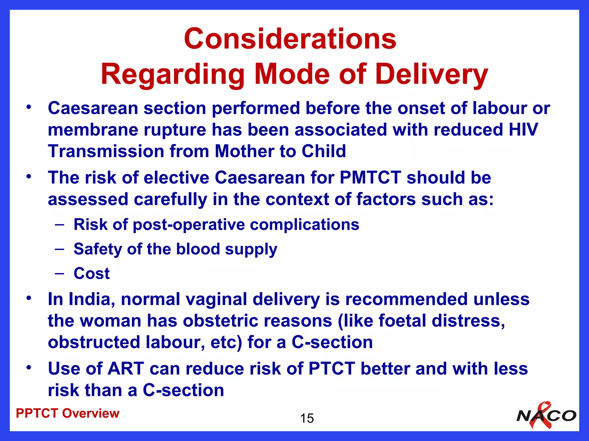 Prevention of Parent To Child Transmission PPTCT | PPT