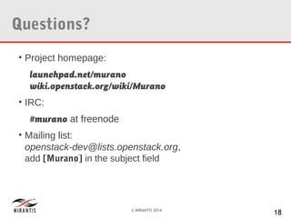 Murano: Application Catalog for Openstack | PPT