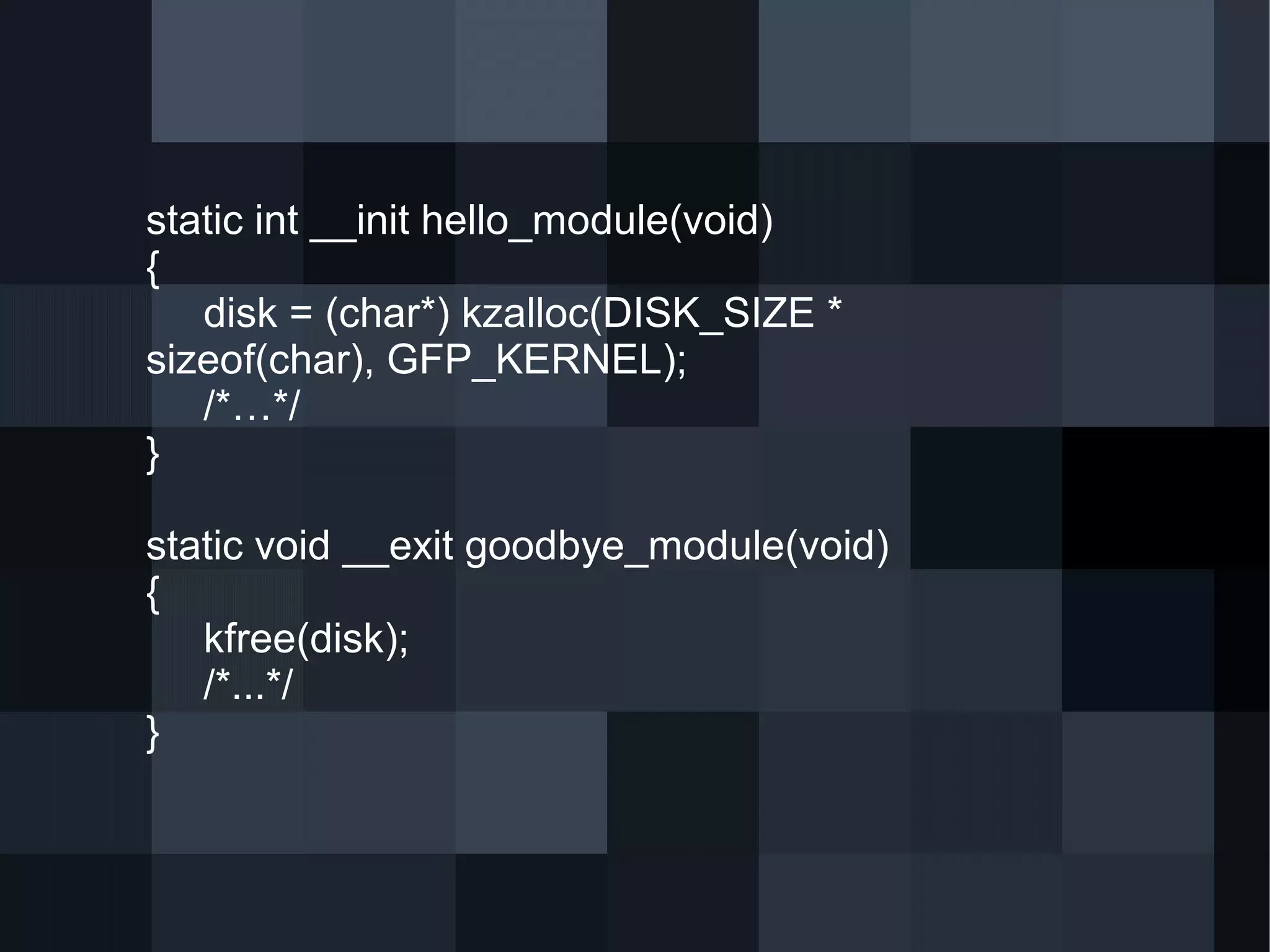 Primeiro módulo de kernel | ODP | Operating Systems | Computer Software and Applications