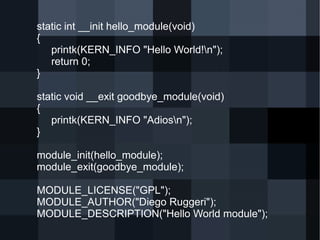 Primeiro módulo de kernel | ODP | Operating Systems | Computer Software and Applications