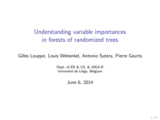 Understanding variable importances in forests of randomized trees | PDF