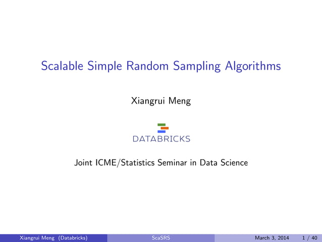 Scalable Simple Random Sampling Algorithms | PPT