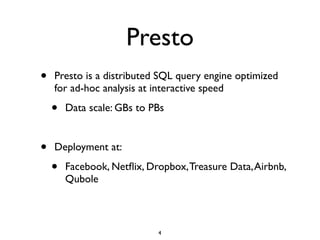 Speed up Interactive Analytic Queries over Existing Big Data on Hadoop with Presto | PDF ...