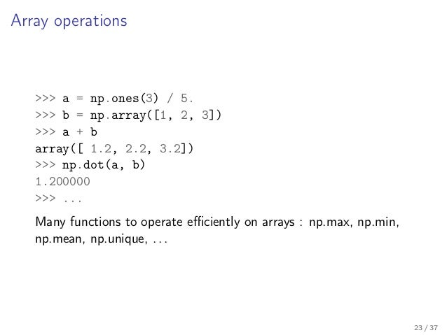 Numerical tour in the Python eco-system: Python, NumPy, scikit-learn