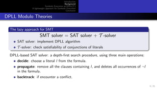Symbolic Execution as DPLL Modulo Theories | PPT
