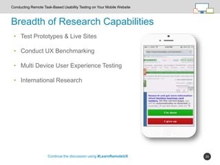 Conducting Remote Task-Based Usability Testing on Your Mobile Website | PPT