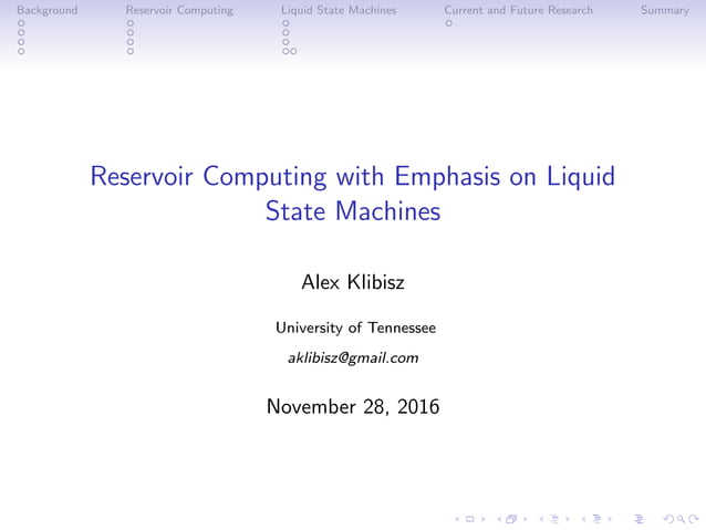 Reservoir Computing Overview (with emphasis on Liquid State Machines) | PDF | Artificial ...