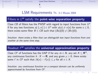 Reservoir Computing Overview (with emphasis on Liquid State Machines) | PDF