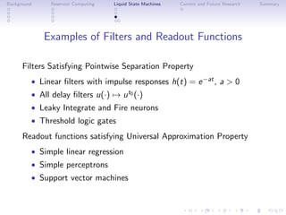 Reservoir Computing Overview (with emphasis on Liquid State Machines) | PDF