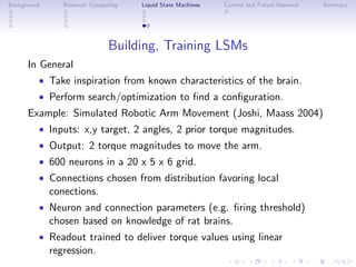Reservoir Computing Overview (with emphasis on Liquid State Machines) | PDF