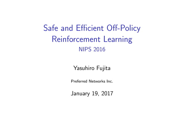 Safe And Efficient Off Policy Reinforcement Learning Pdf