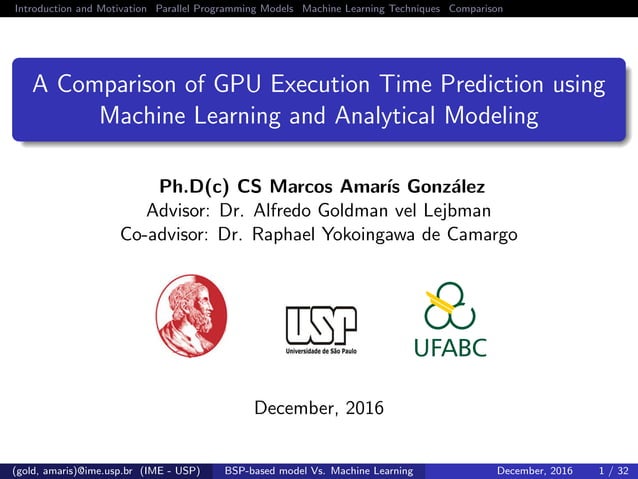 SlidesA Comparison of GPU Execution Time Prediction using Machine Learning and Analytical ...