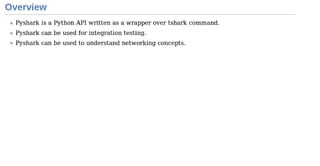 Pyshark in Network Packet analysis | PDF