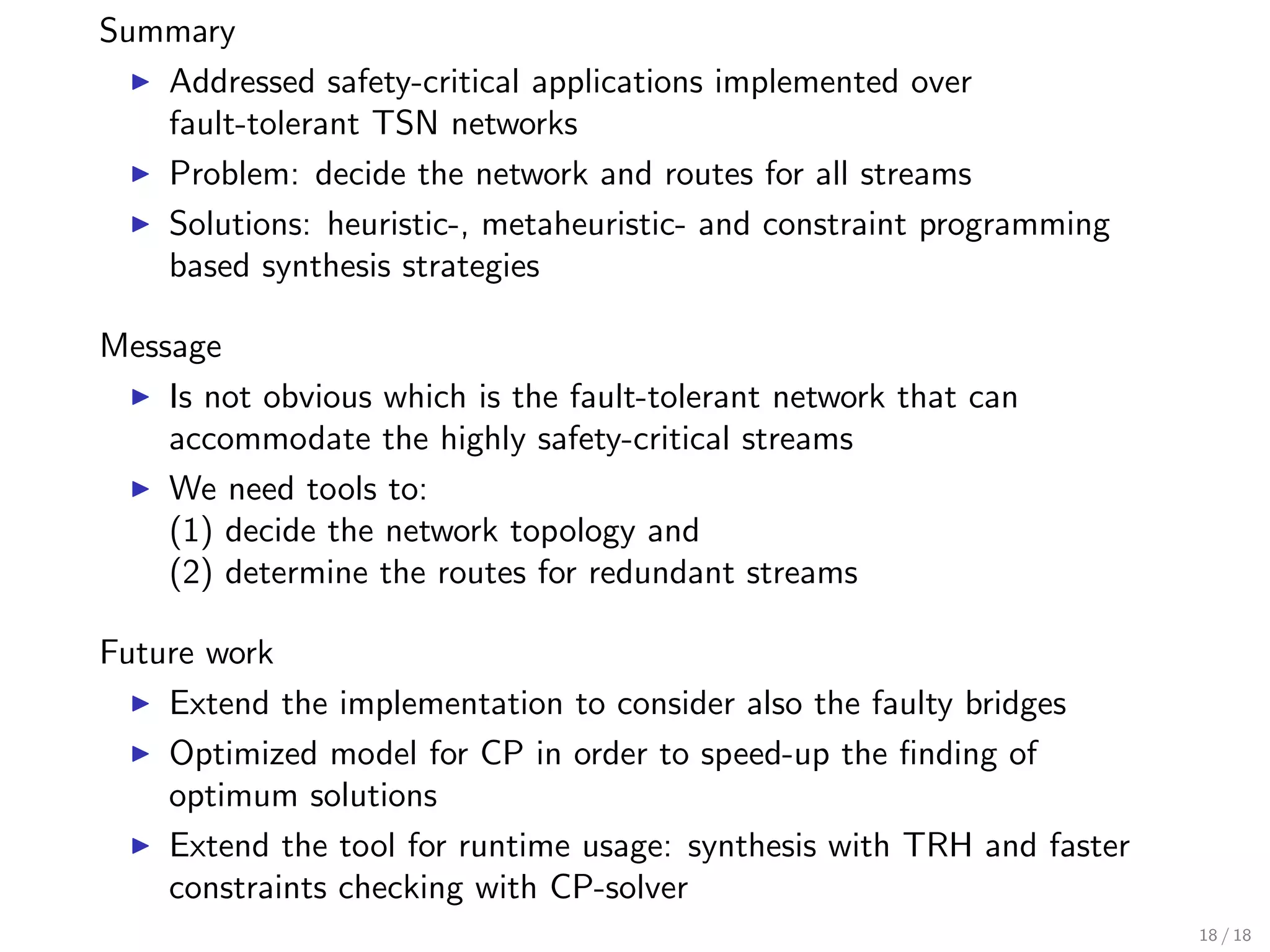 Fault Tolerant Topology And Routing Synthesis For Ieee Time Sensitive Networking Ppt