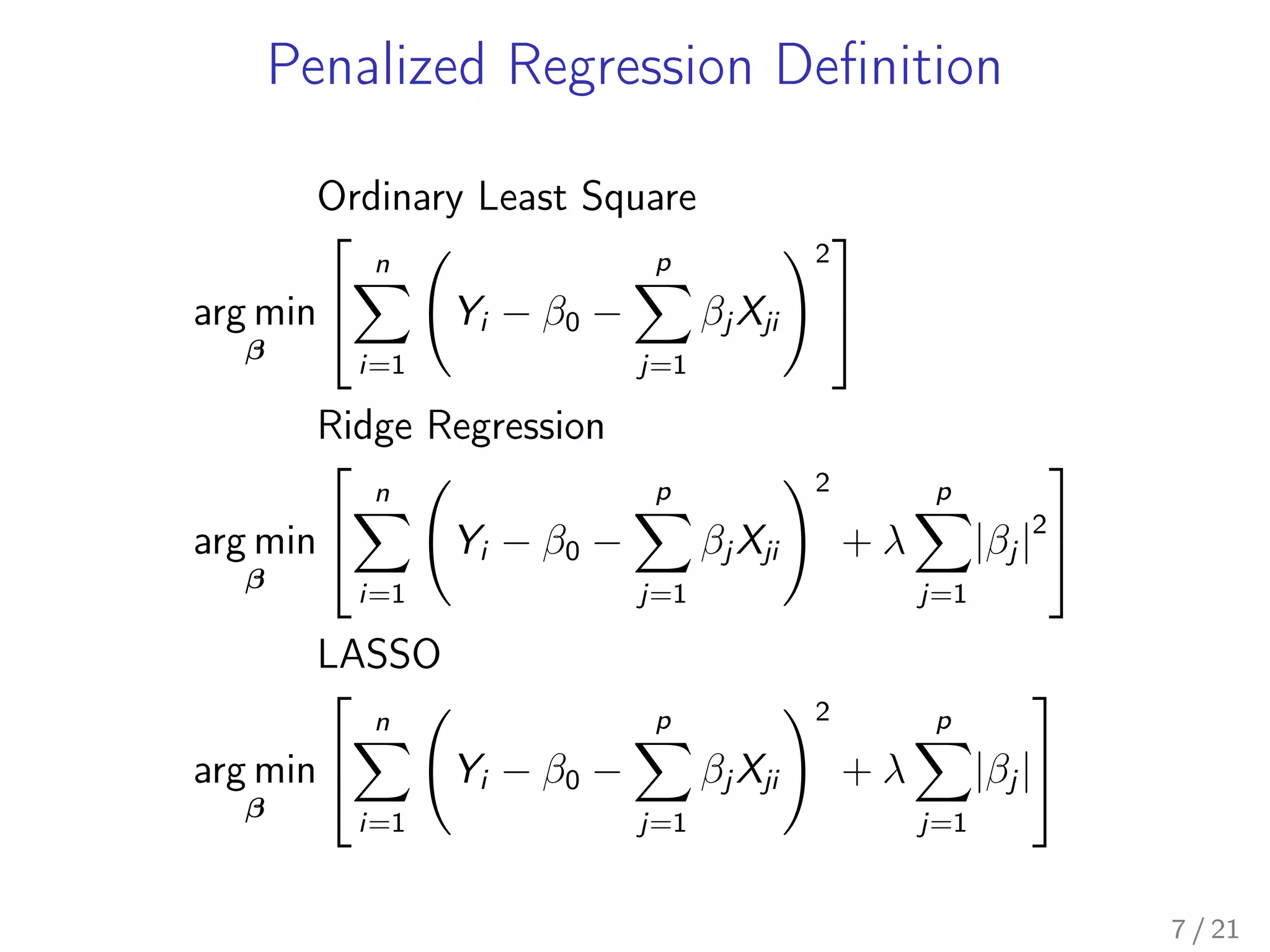 Visual Explanation of Ridge Regression and LASSO | PDF