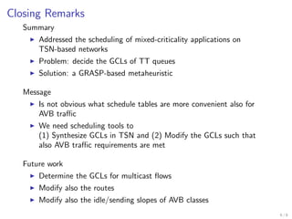 Scheduling in Time-Sensitive Networks (TSN) for Mixed-Criticality ...
