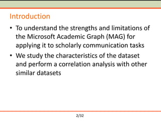 An Analysis of the Microsoft Academic Graph | PPT
