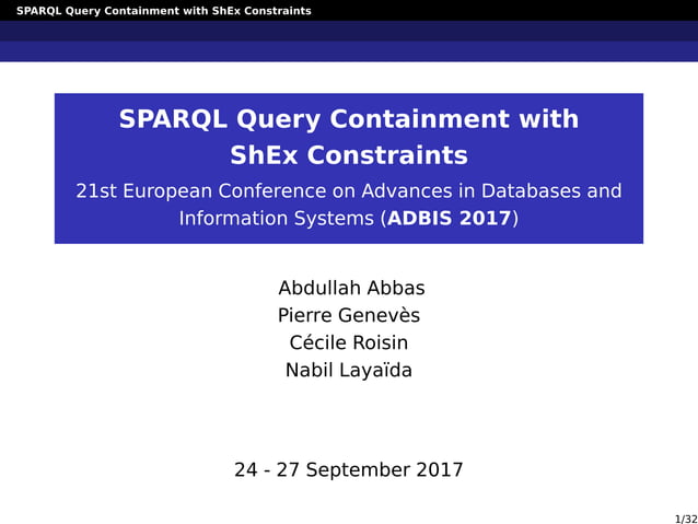 SPARQL Query Containment with ShEx Constraints | PPT