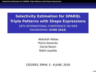 Selectivity Estimation for SPARQL Triple Patterns with Shape ...