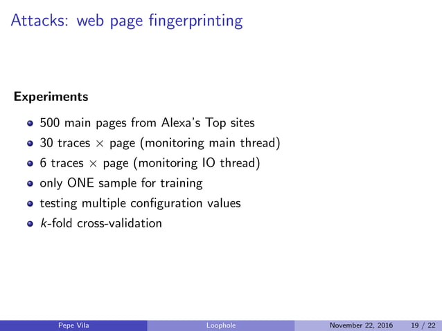 Loophole: Timing Attacks on Shared Event Loops in Chrome | PPT
