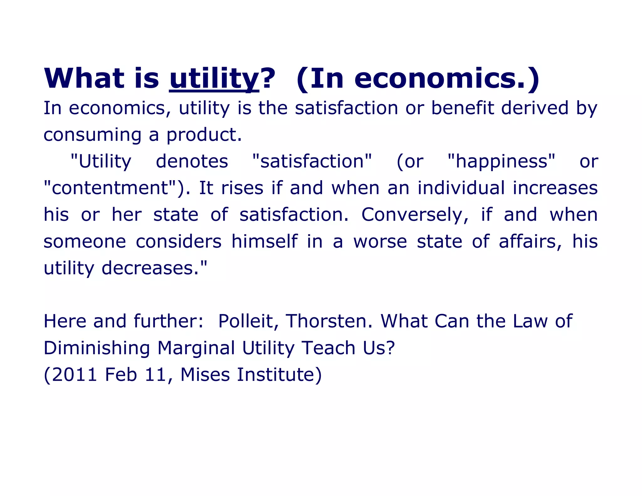 Law of diminishing marginal utility in daily examples | PPT