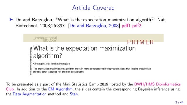 What Is The Expectation Maximization Em Algorithm Pdf Physics