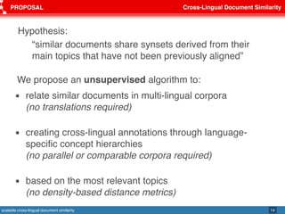 Scalable Cross-lingual Document Similarity through Language-specific Concept Hierarchies | PPT