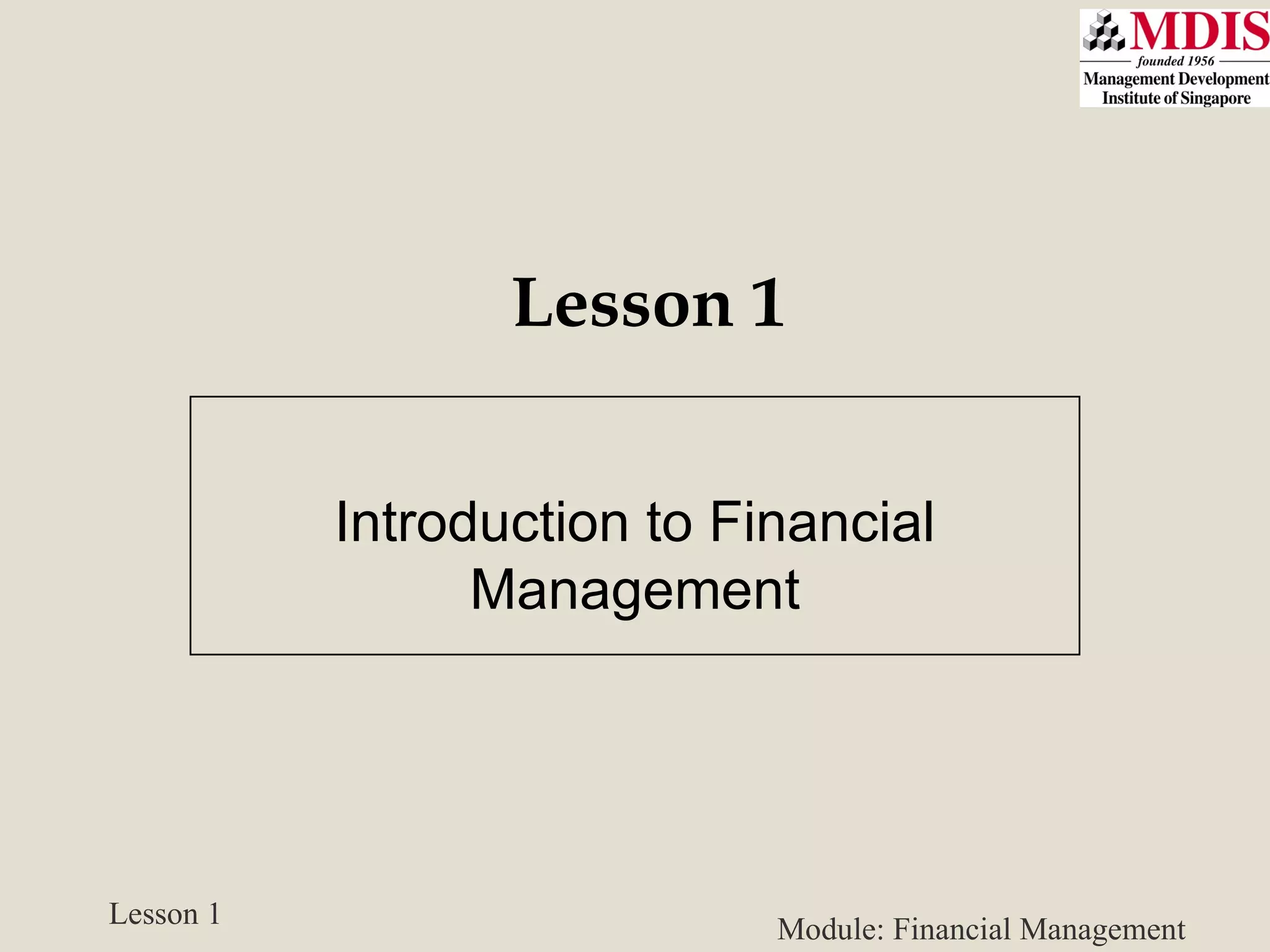 Slides-1. Financial Management. Lecture 1 | PPT