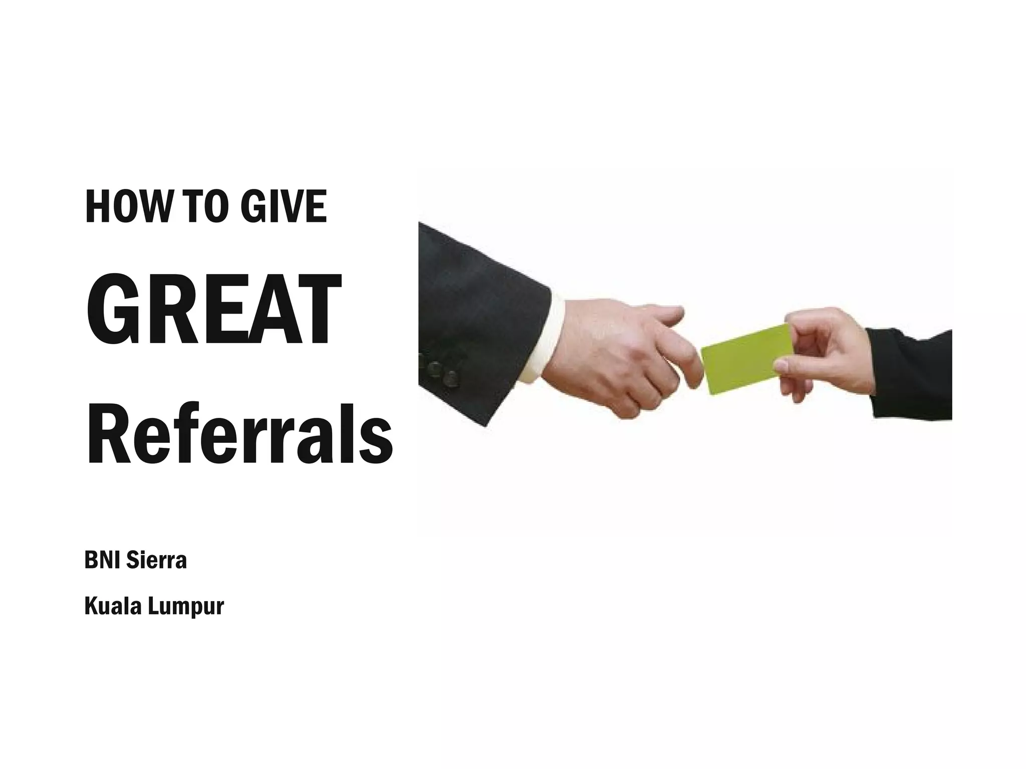 How to give Great Referrals | PDF