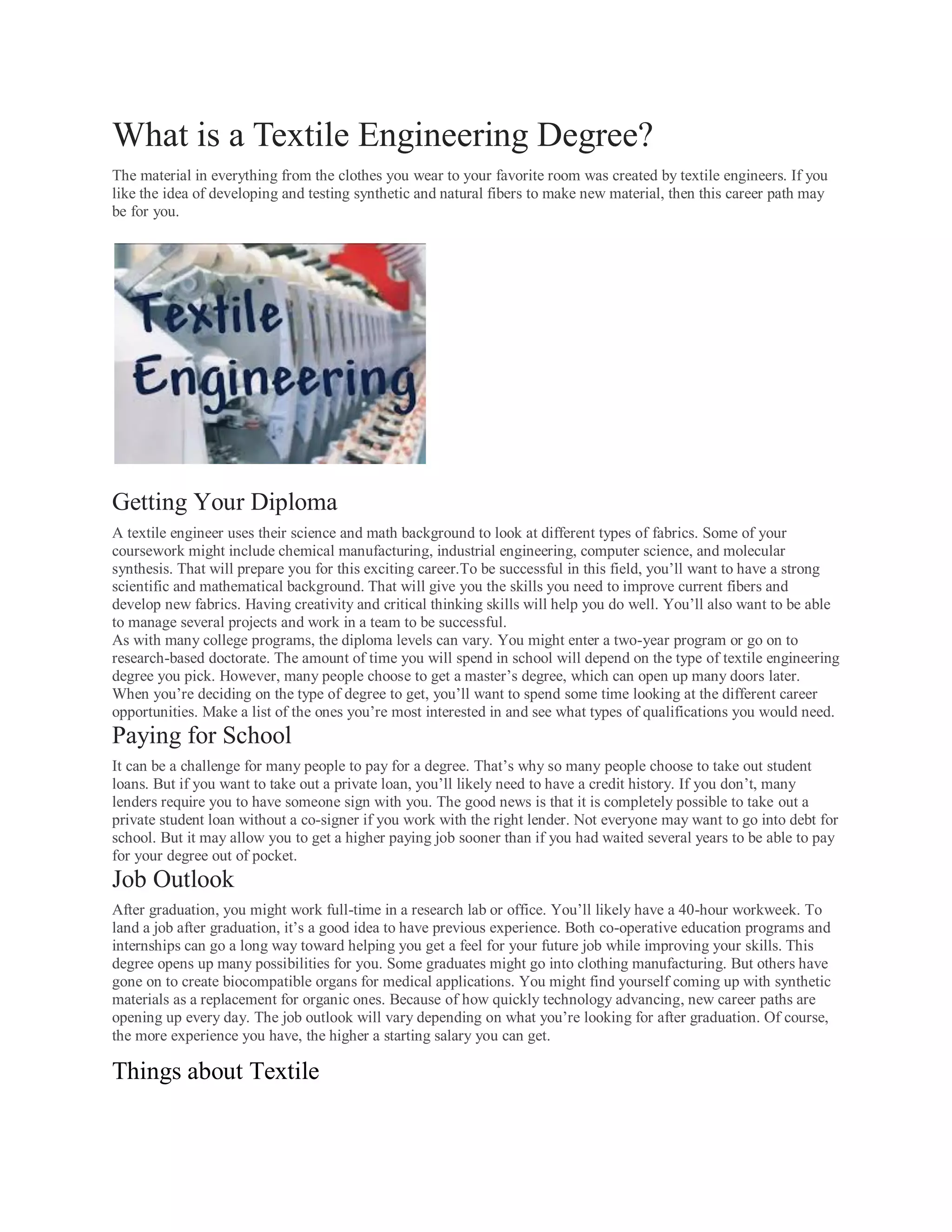 Textile Engineering | PDF