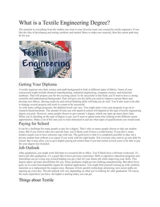 Textile Engineering | PDF