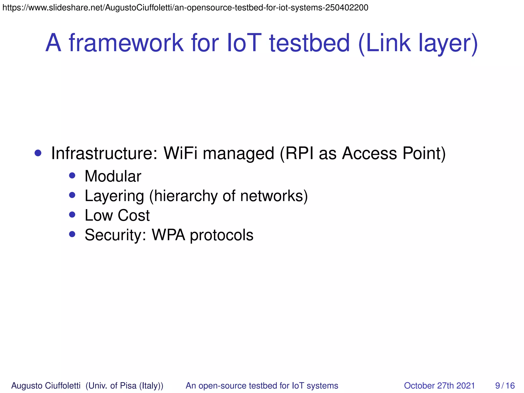 An open-source testbed for IoT systems | PPT