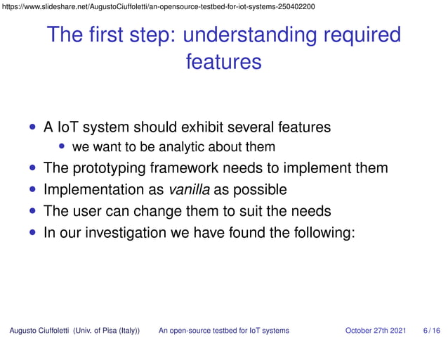 An open-source testbed for IoT systems | PPT