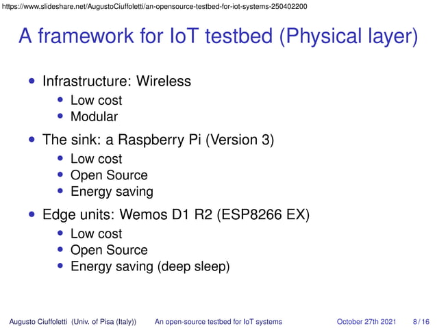 An open-source testbed for IoT systems | PPT