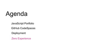 JavaScript Portfolio Site with GitHub Codespaces | PPT