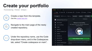 JavaScript Portfolio Site with GitHub Codespaces | PPT
