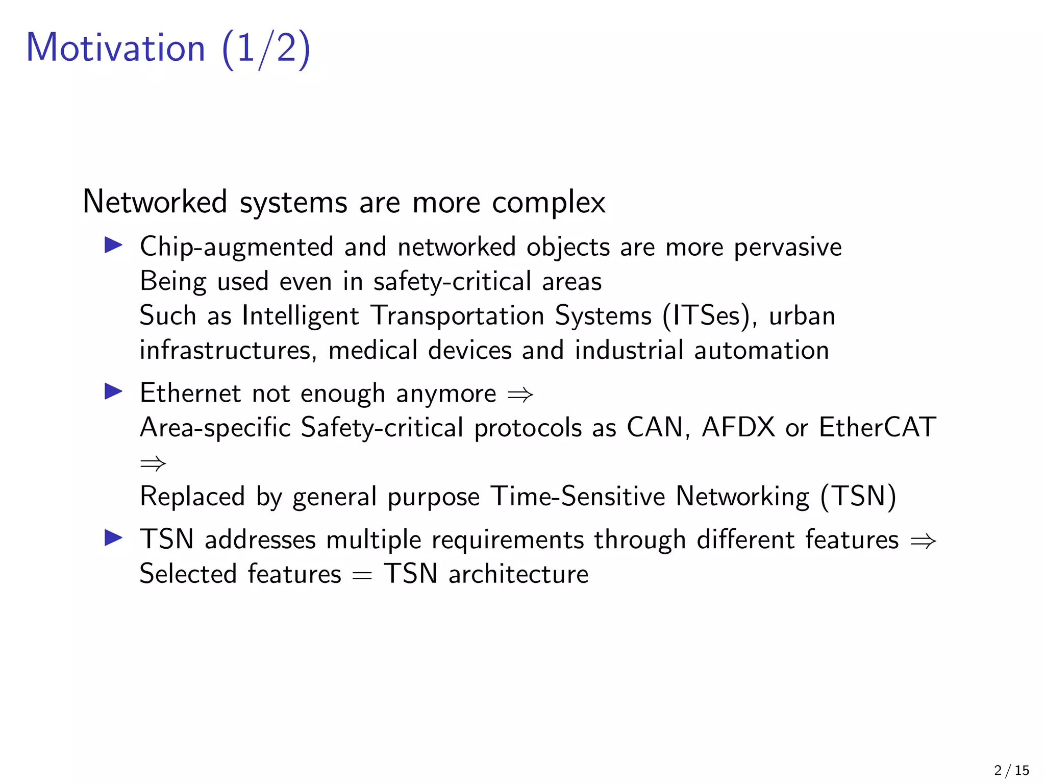Selection of FDI-Tolerant Time-Sensitive Networking (TSN)-Based Architecture | PPT