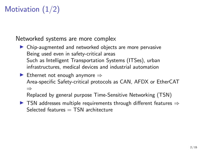 Selection of FDI-Tolerant Time-Sensitive Networking (TSN)-Based Architecture | PPT