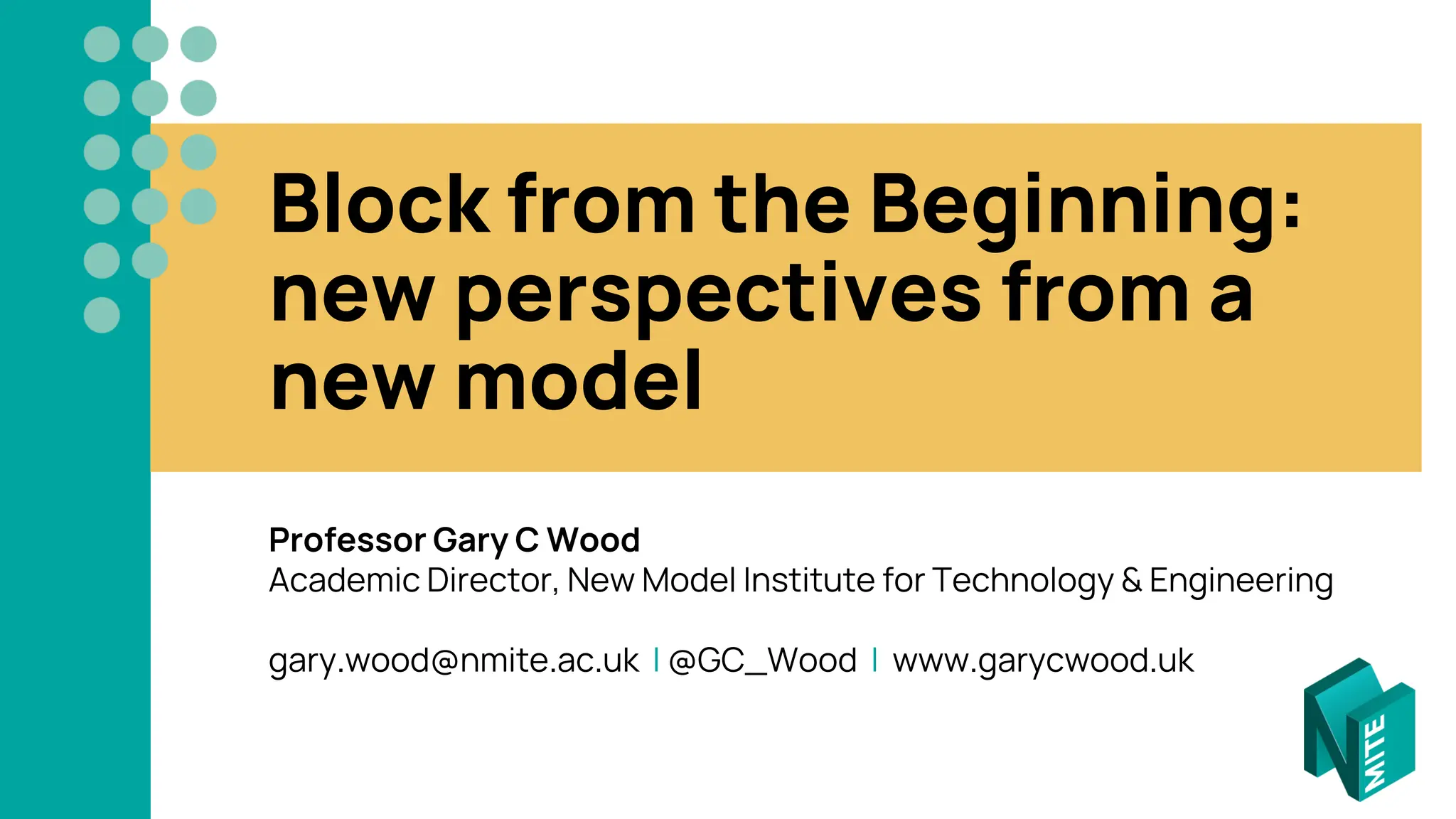 Block from the Beginning: new perspectives from a new model | PDF