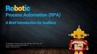Robotic Process Automation (RPA): A Brief Introduction for Auditors | PPT